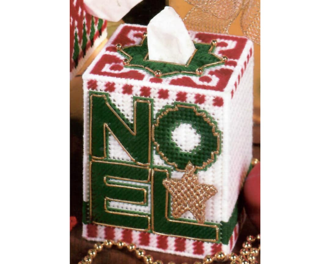 Noel Tissue Box Cover Plastic Canvas Pattern - Etsy