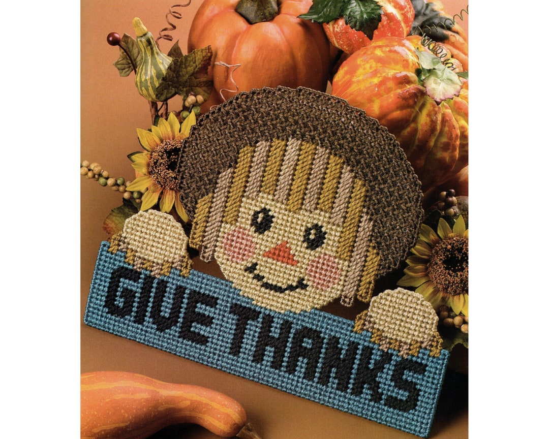 Give Thanks Thanksgiving Pilgrim Plastic Canvas Pattern - Etsy