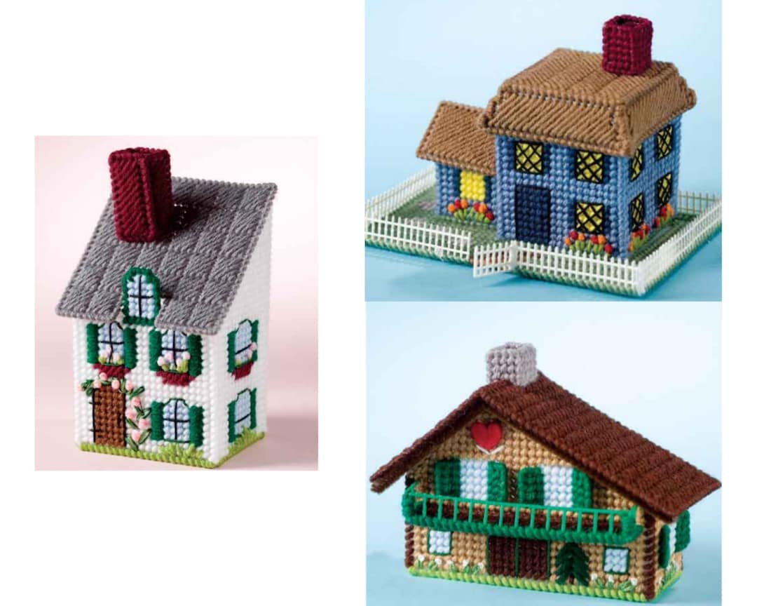 Hometown Villages Set Plastic Canvas Pattern, Country Cottage, Mountain ...