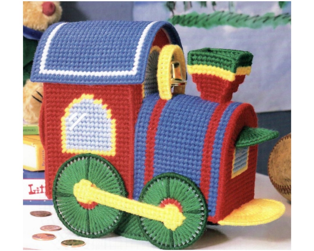 Train Bank Plastic Canvas Pattern, Piggy Bank, Coin Bank - Etsy