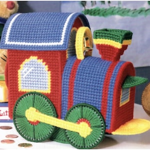 Train Bank Plastic Canvas Pattern, Piggy Bank, Coin Bank - Etsy