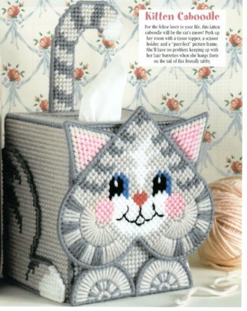 Cat Tissue Box Cover Plastic Canvas Pattern | Etsy