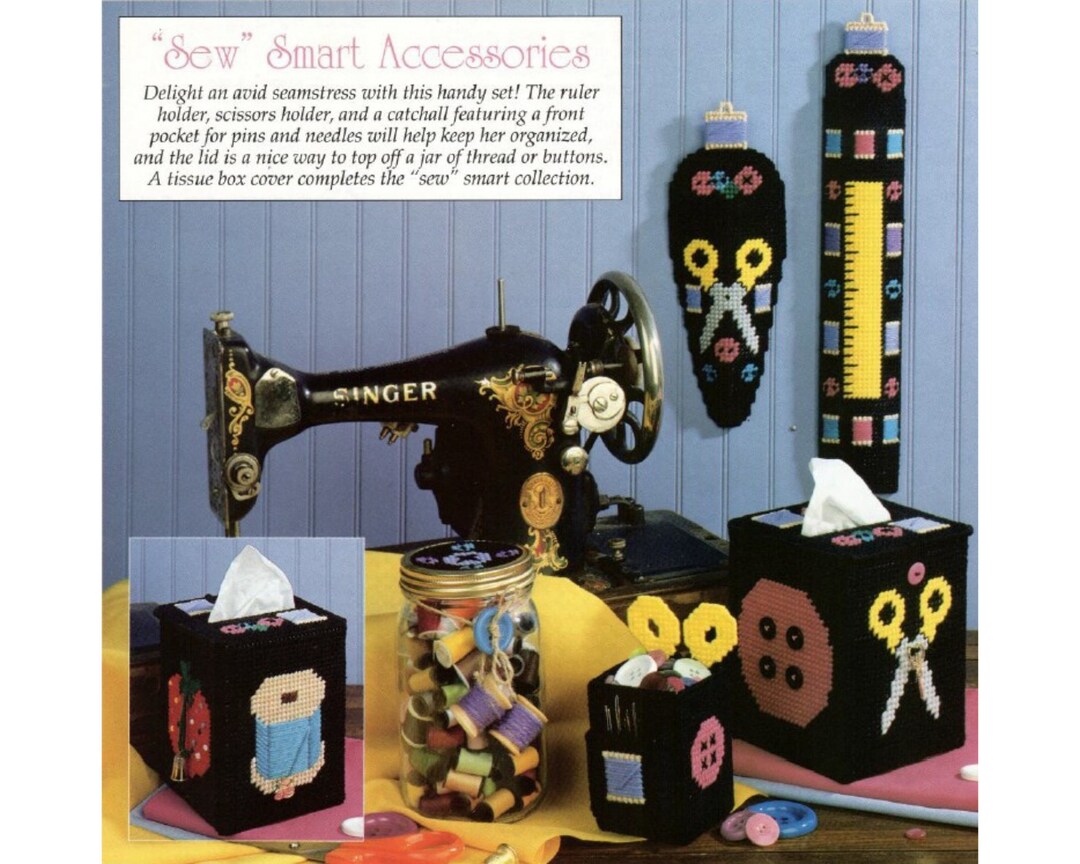 Sewing Accessories Set Plastic Canvas Pattern, Tissue Box Cover, Ruler ...