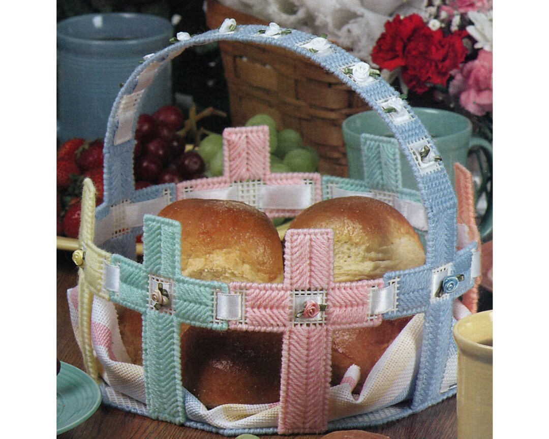Cross Bread Basket Plastic Canvas Pattern, Easter Cross Basket With ...