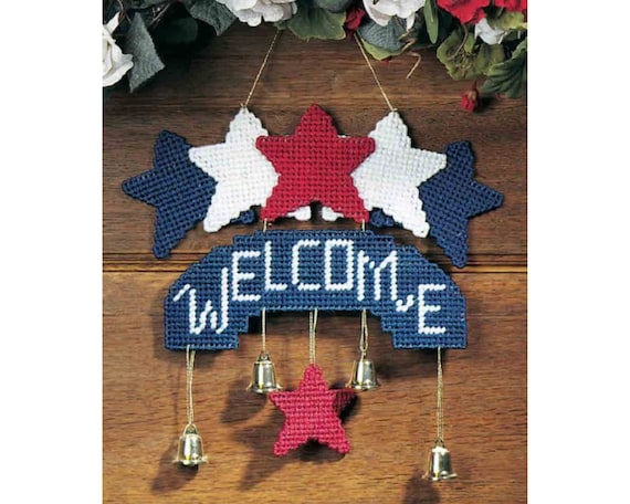 Star Spangled Welcome Sign Plastic Canvas Pattern Stars & | Etsy