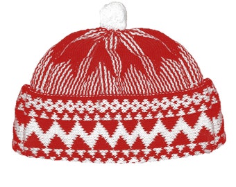 Red Kufi Skull Hat, Men Zigzag Haji Topi Cap, Taqiyah Taditional ...