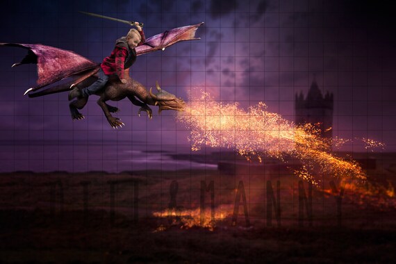 Cartoon Scary Dragons Breathing Fire