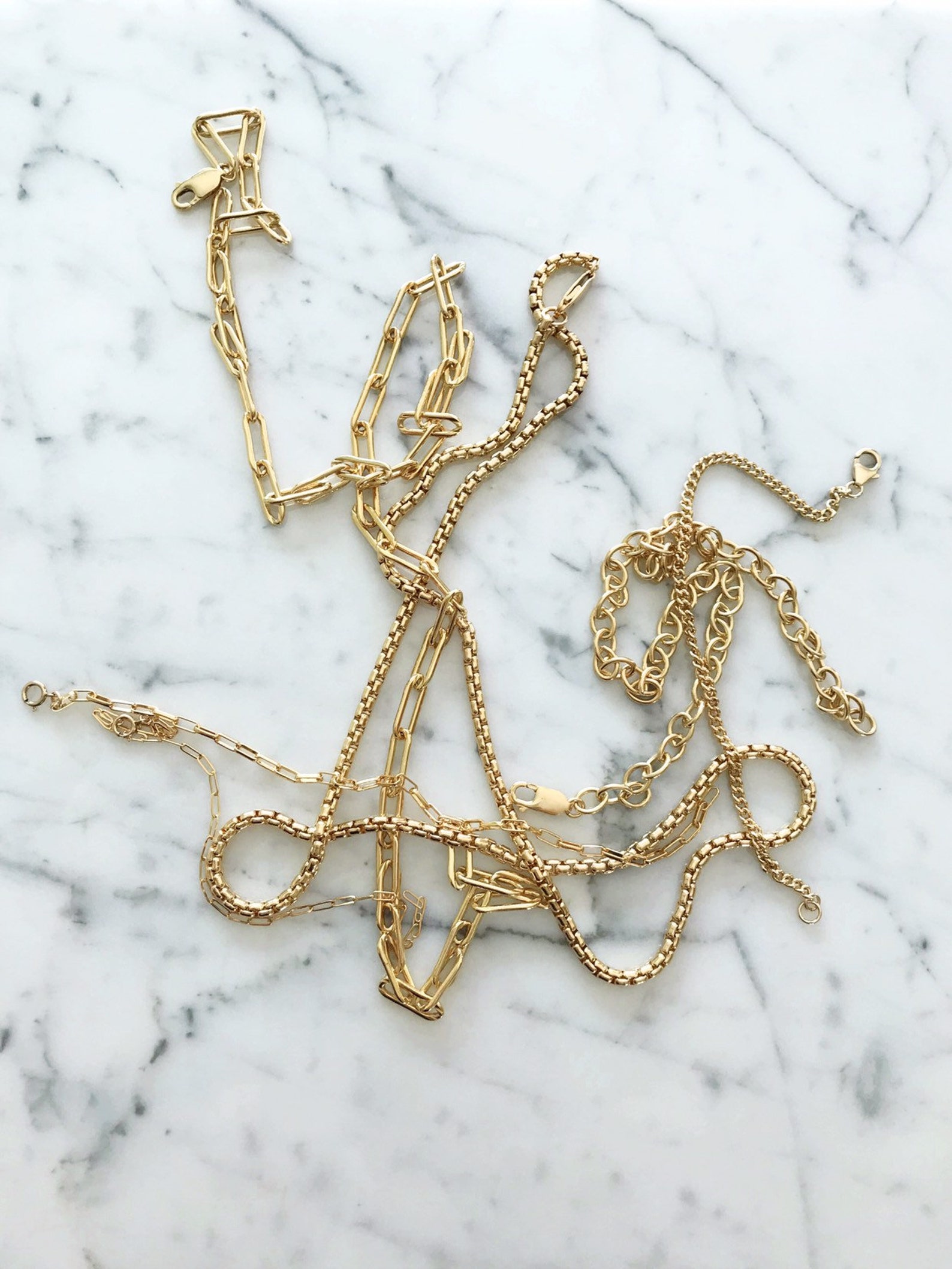 Gold Chain Bracelet Box Chain Bracelet Link Bracelet Gold - Etsy