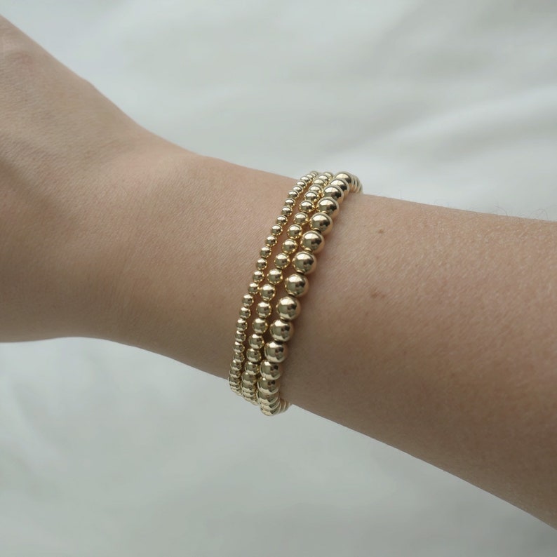 Silver Bead Bracelet, Silver Stacking Bracelet, Silver Bead Bracelet ...