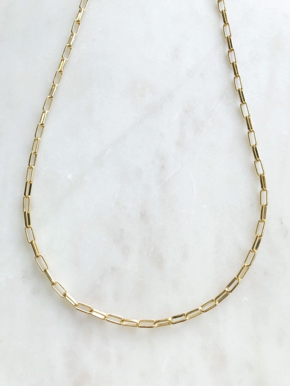 Gold Small Link Chain Necklace Gold Filled Elongated | Etsy