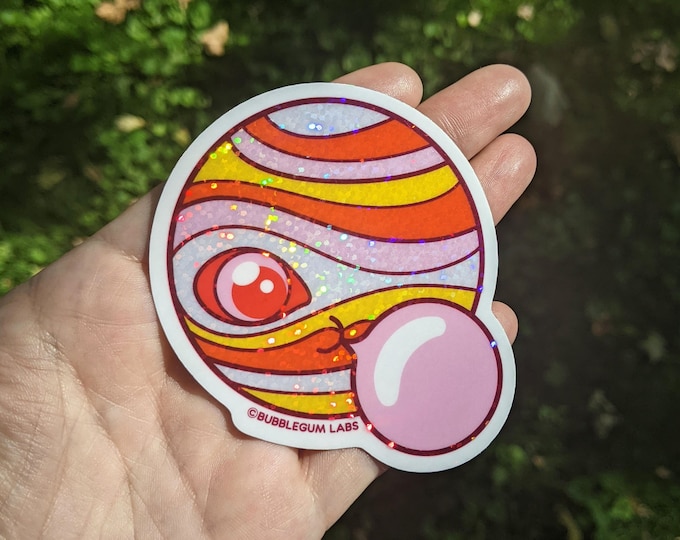 Jupiter Vinyl Sticker | Blue Pink Stripe Planet Watercolor Pastel ...