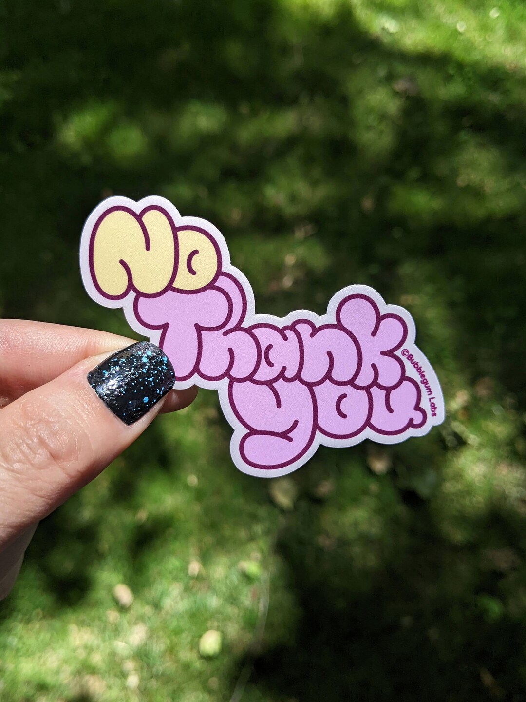 No Thank You Vinyl Sticker (purple/goldenrod Variation) - Sassy Vinyl ...