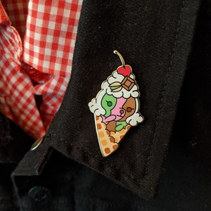 Spumoni Doodle Enamel Pin - Kawaii Food Enamel Pin - Ice Cream Pin ...