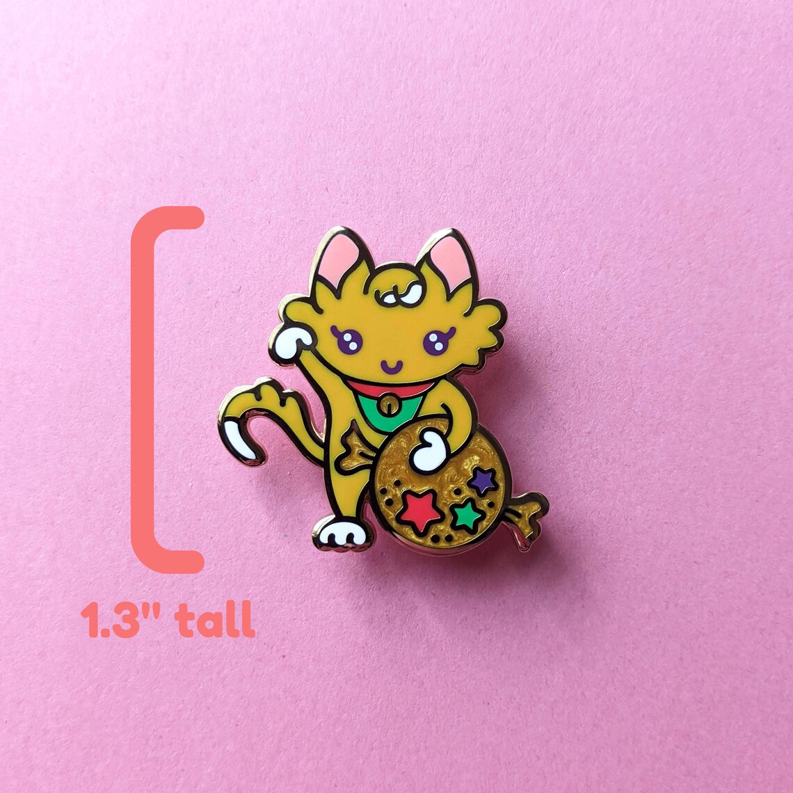 Lucky Orange Cat Enamel Pin - Kawaii Orange Cat Enamel Pin - Maneki ...