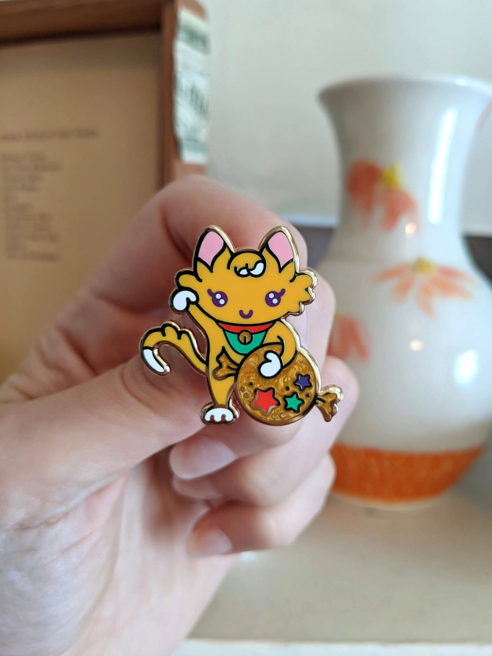 Lucky Orange Cat Enamel Pin - Kawaii Orange Cat Enamel Pin - Maneki ...