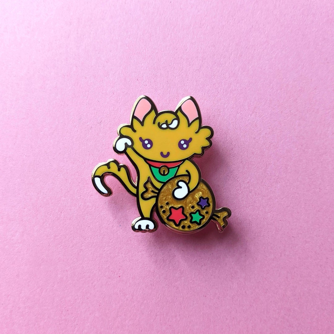 Lucky Orange Cat Enamel Pin - Kawaii Orange Cat Enamel Pin - Maneki ...