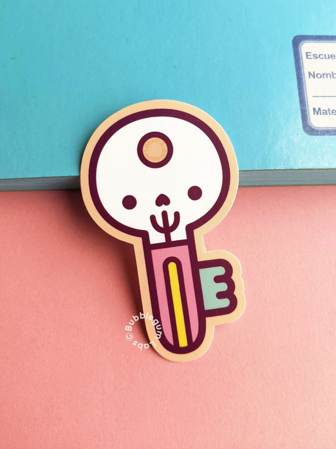 Skeleton Baby Key Vinyl Sticker (pink/yellow/sage Variation) - Creepy ...
