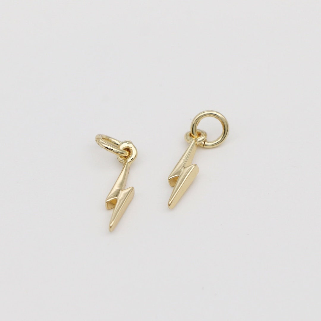 16K Gold Filled Lightning Bolt Charms Mini Wizard Charm, Thunder ...