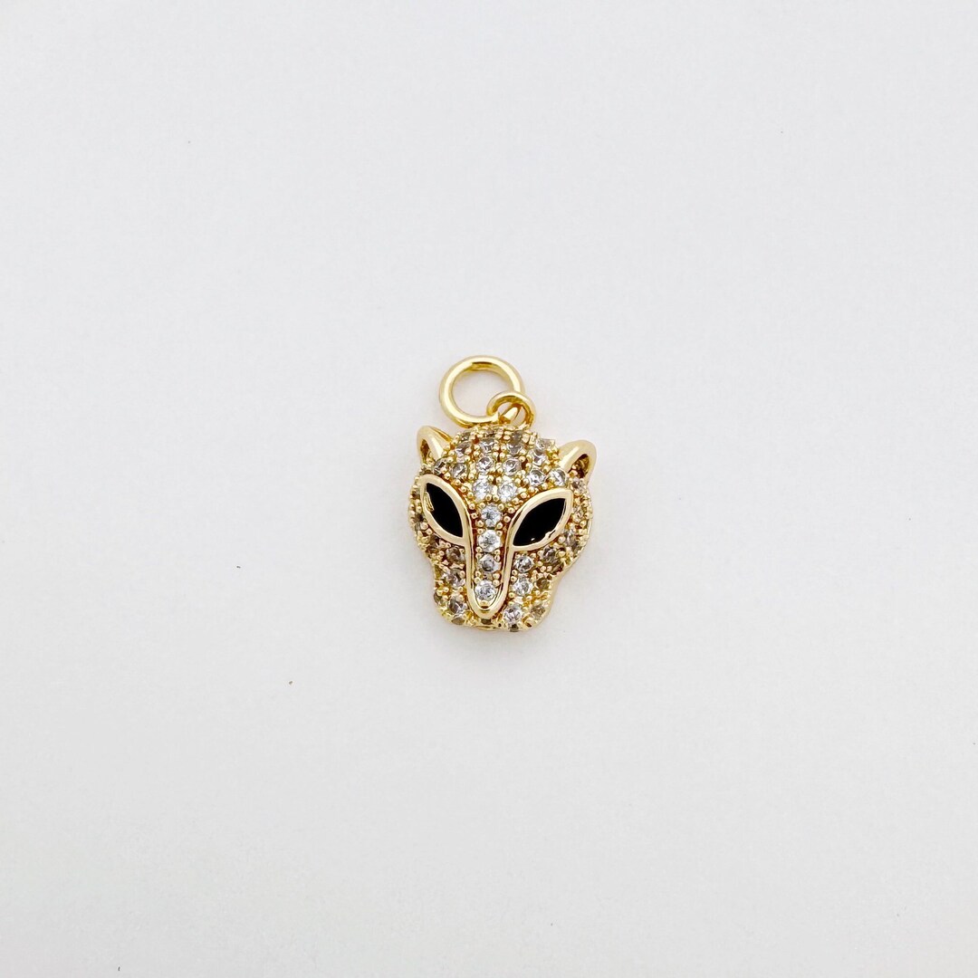 Leopard Charms 18K Gold Filled Animal Jewelry Supplies Micro Pave CZ ...