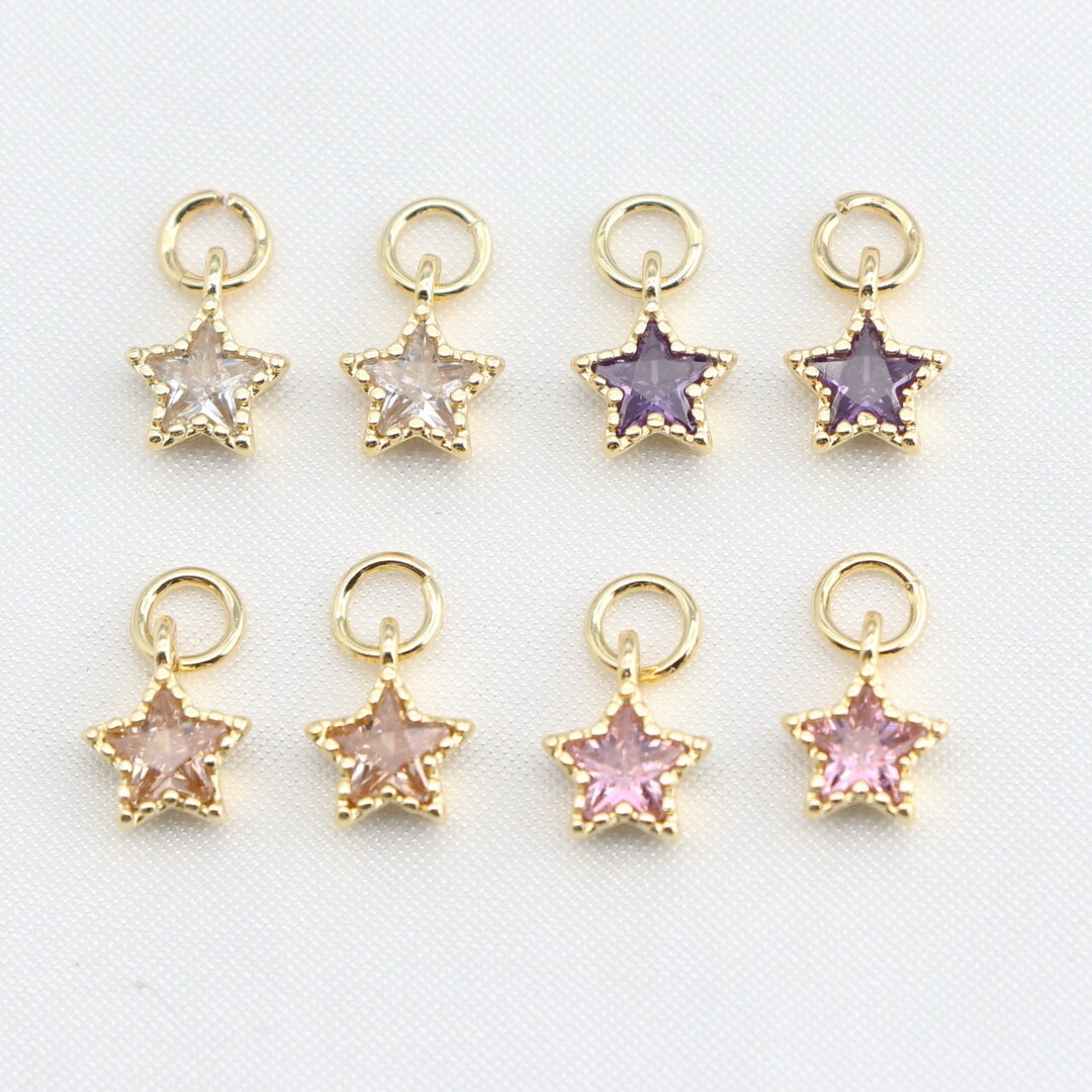 14K Gold Filled CZ Celestial Star Add-on Charm Mini Star Charm ...