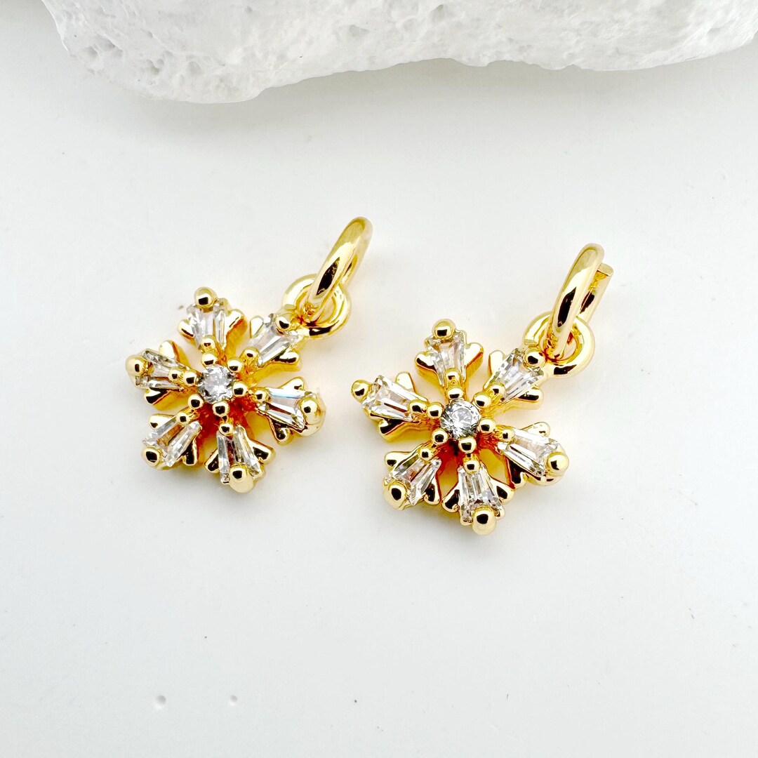 Tiny Flower Charm 18K Gold Filled Dainty CZ Gold Flower Pendant ...