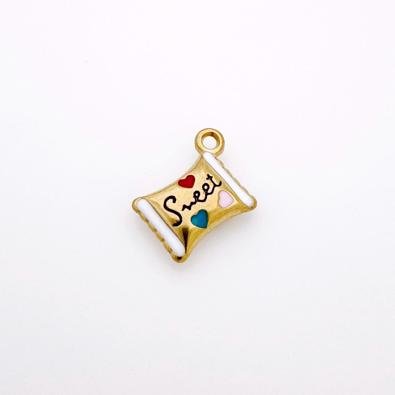 Candy Sweet Charms 18K Gold Filled Heart Candy Sweet Script Enamel ...