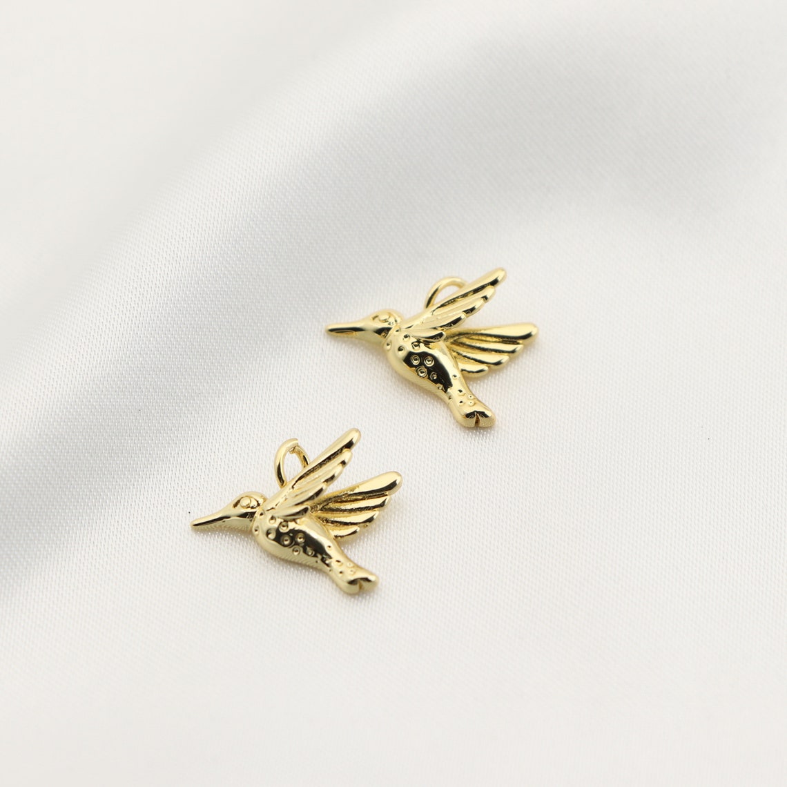 16K Gold Filled Hummingbird Charm Dainty Animal Pendant for Necklace ...