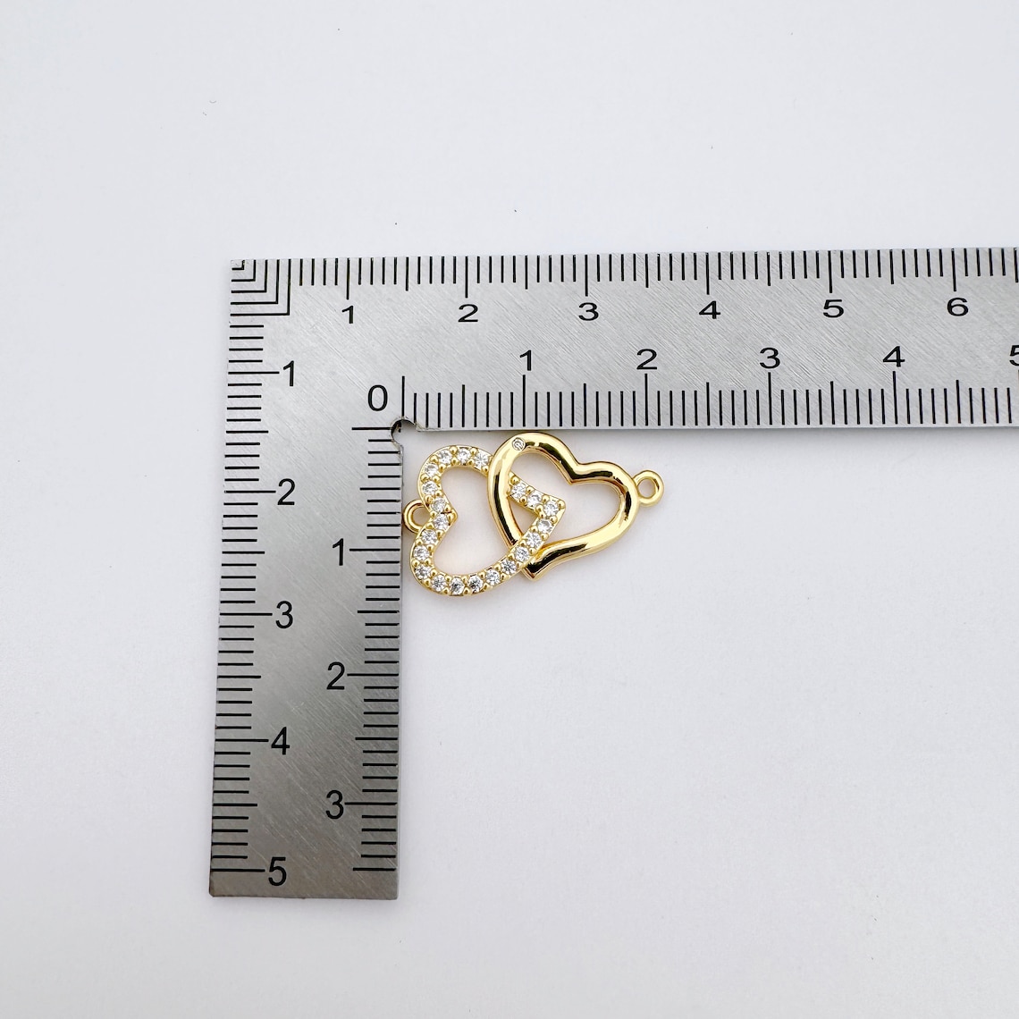 16K Gold Filled Love Heart Connector Bracelet Charm CZ Heart, Cubic ...