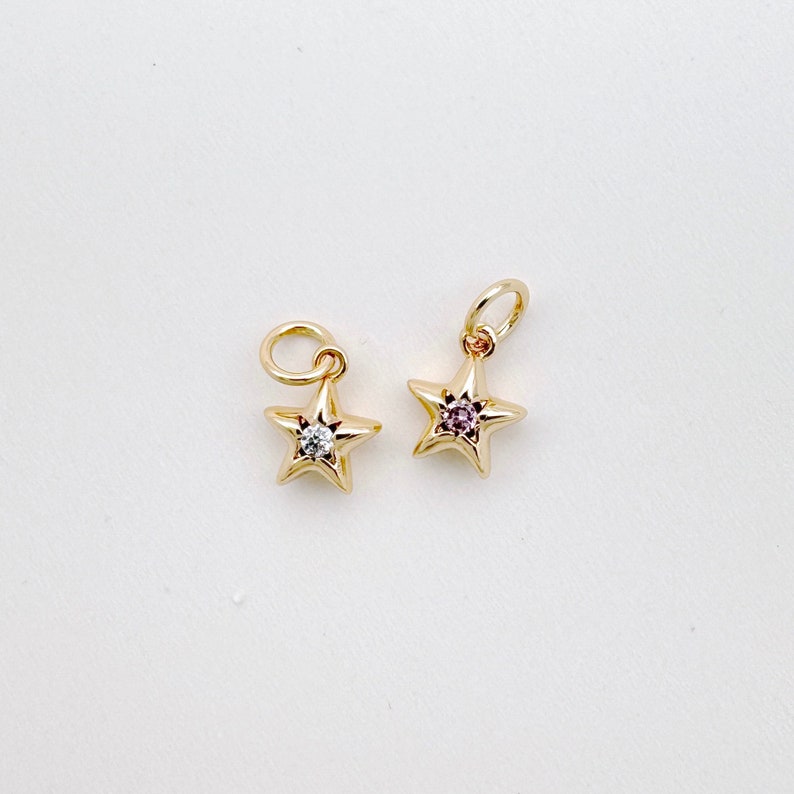 Star Charms 16K Gold Filled CZ Celestial Star Add-on Charm Mini Star ...