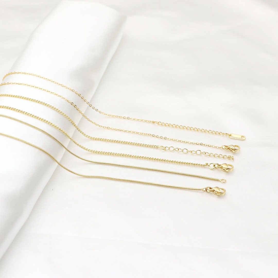 16K Gold Chain Necklace Chains for Women Curb / Anchor /cable / Snake ...