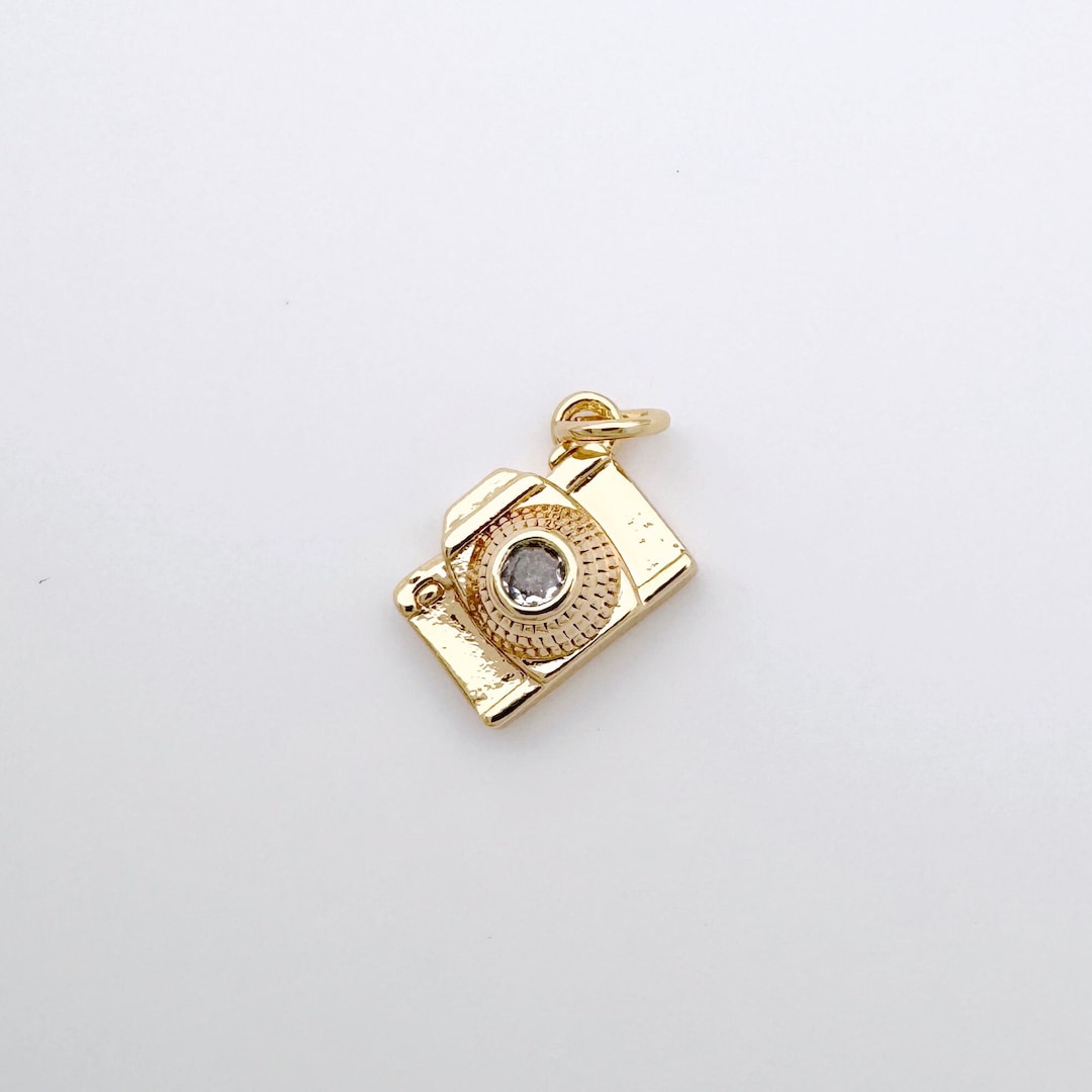 16K Gold Filled Camera Charms Clear Micro Paved CZ Photography 3d ...