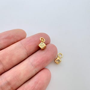 Small Dice Charm 16k Gold Filled CZ Zirconia Dice Pendant Dice Games ...