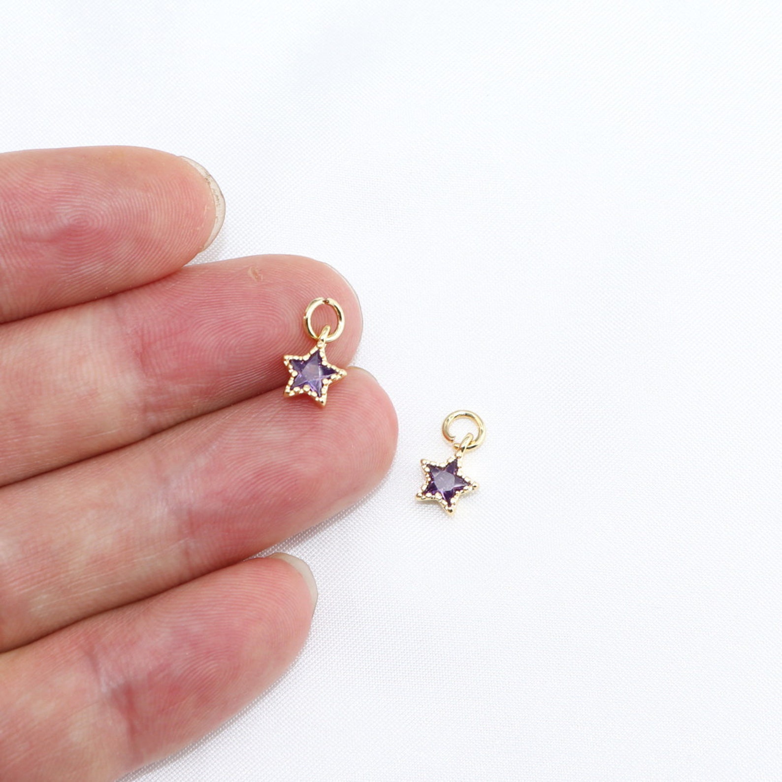 14K Gold Filled CZ Celestial Star Add-on Charm Mini Star Charm ...