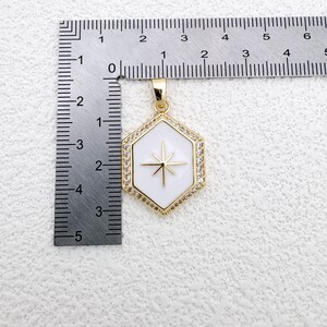 North Star Charm 14K Gold Filled Enamel Hexagon Star Pendant - Micro ...