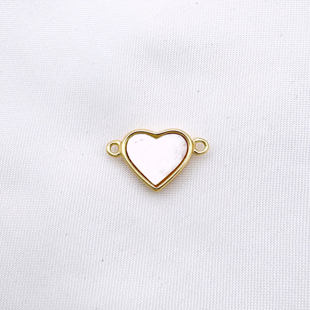 Heart Connector Charms Two Hole 16k Gold Filled Permanent Jewelry Charm ...