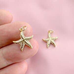 Gold Starfish Charms 18K Gold Filled Sea Star Pendant Fish Ocean Beach ...
