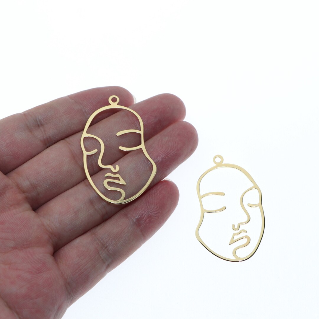 Brass Earrings Findings Brass Face Charms Face Shaped Raw Brass Pendant ...