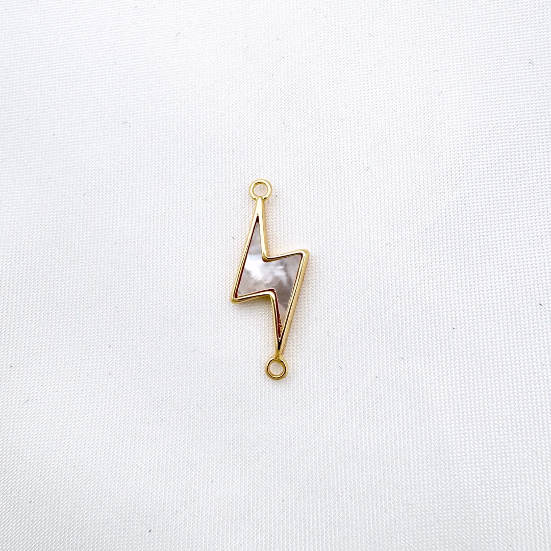16K Gold Filled Lightning Bolt Connector Charms Two Hole Mother of ...