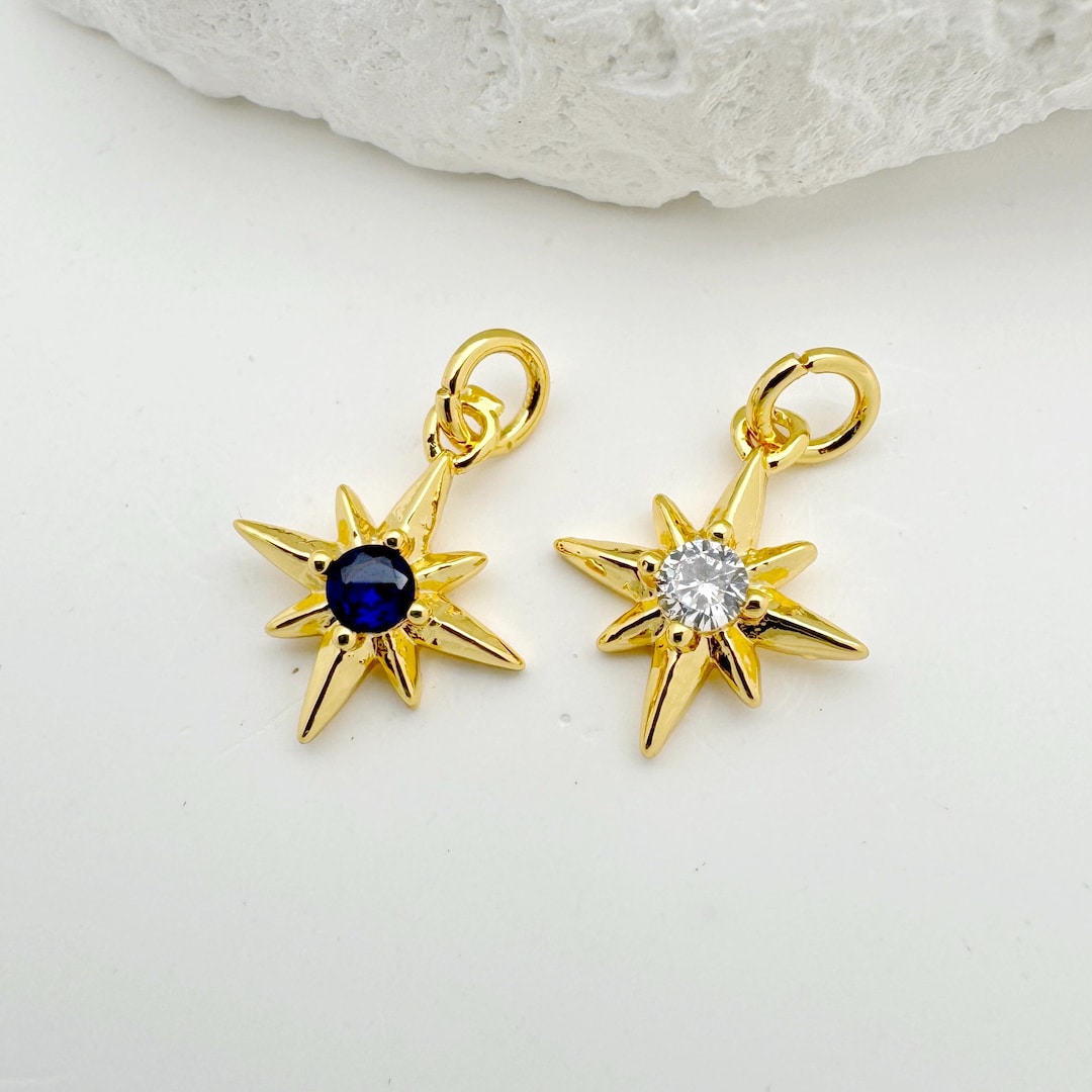 CZ Star Charm 18K Gold Filled Micro Pave Celestial Star Add-on Pendant ...