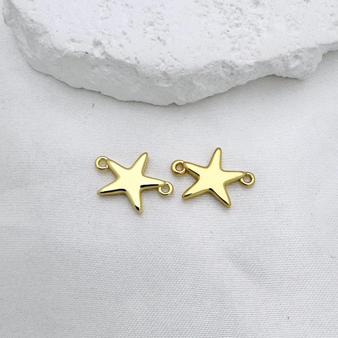 Tiny Gold Star Charm Star Connectors Charm 16K Gold Filled Mini Star ...