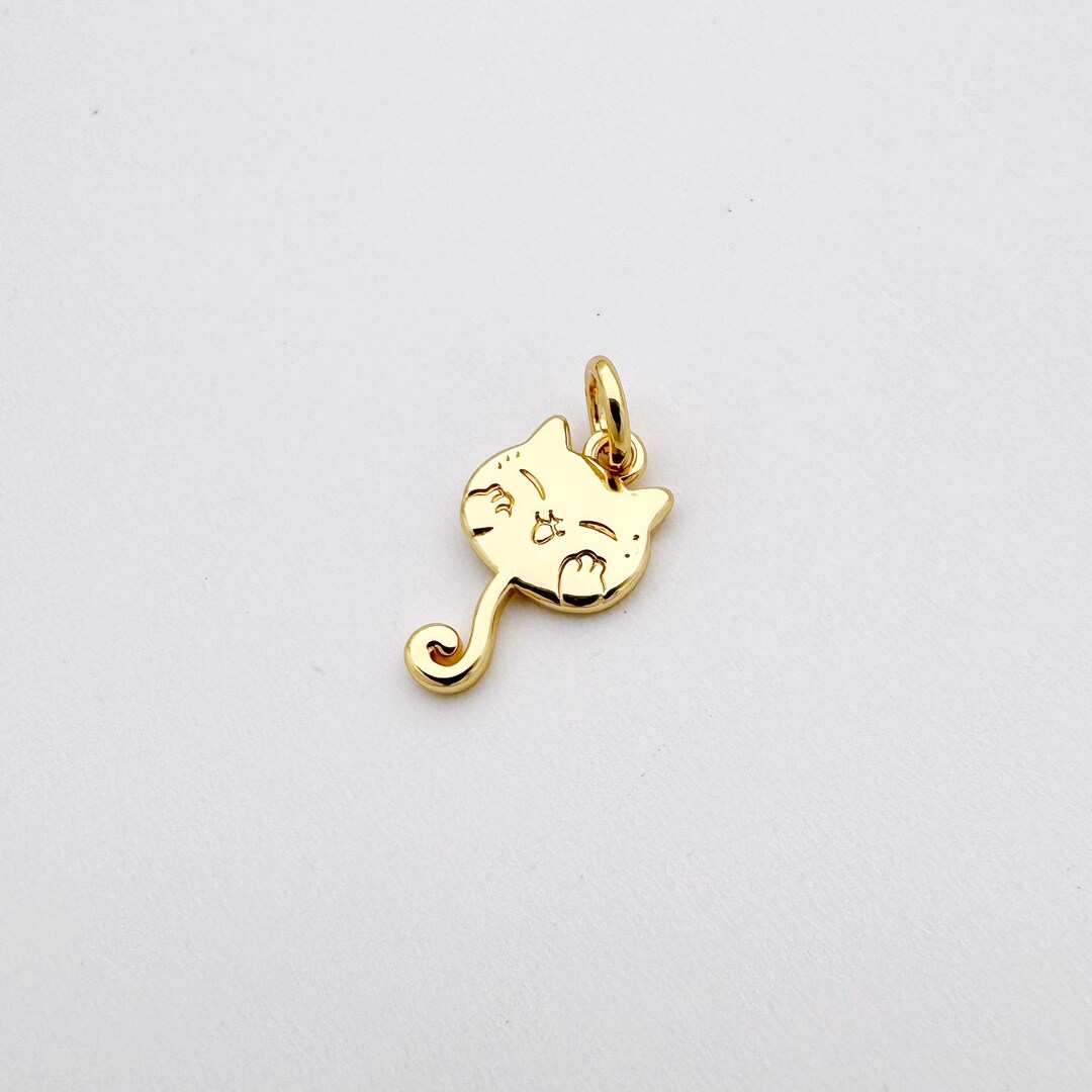 Cat Charm 16K Gold Filled Cat Charms for Necklace Pendant Jewelry ...