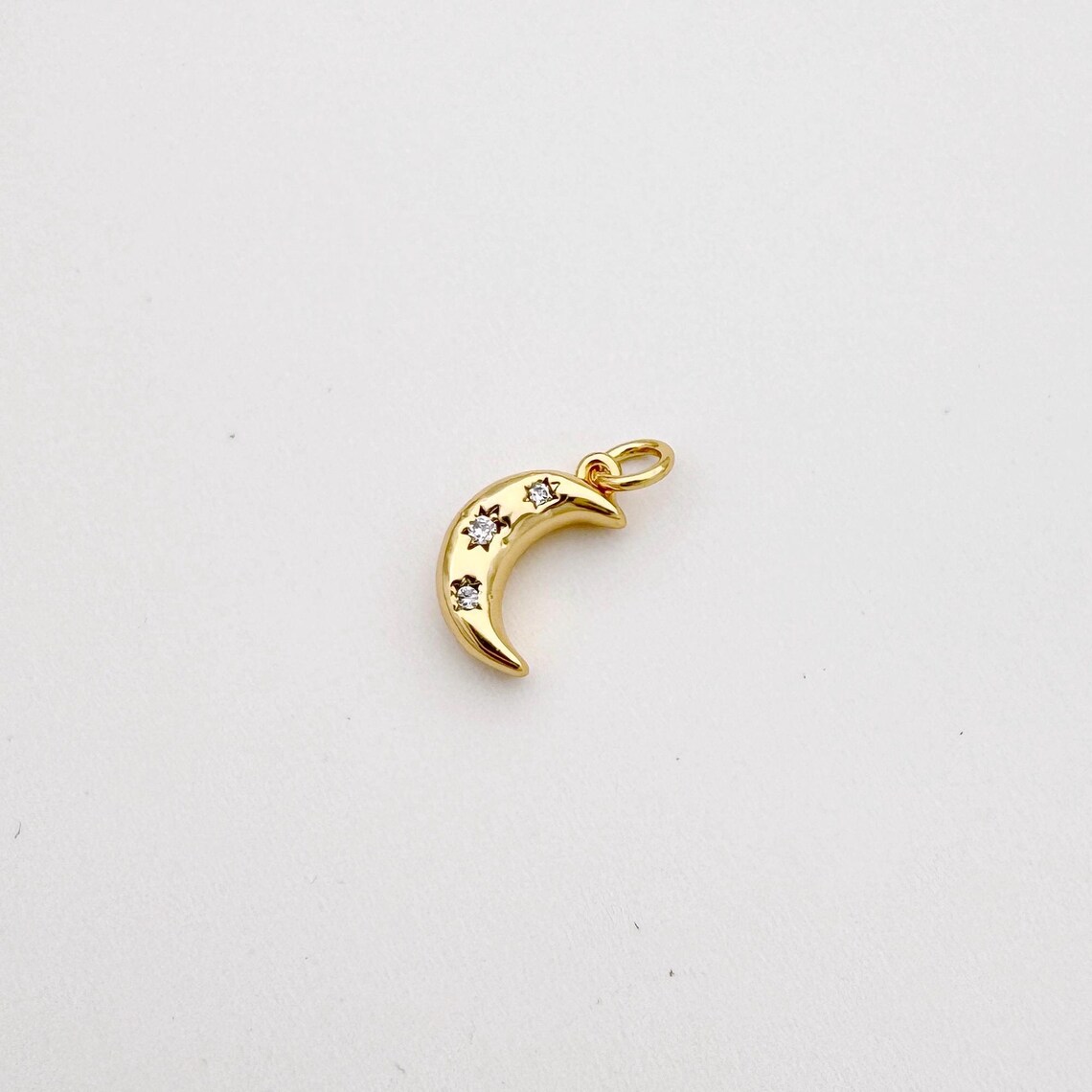 Moon Charm 16K Gold Filled Crescent CZ Micro Pave Crescent Moon Pendant ...