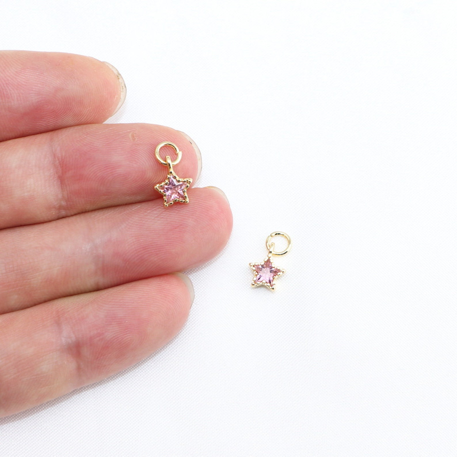 14K Gold Filled CZ Celestial Star Add-on Charm Mini Star Charm ...