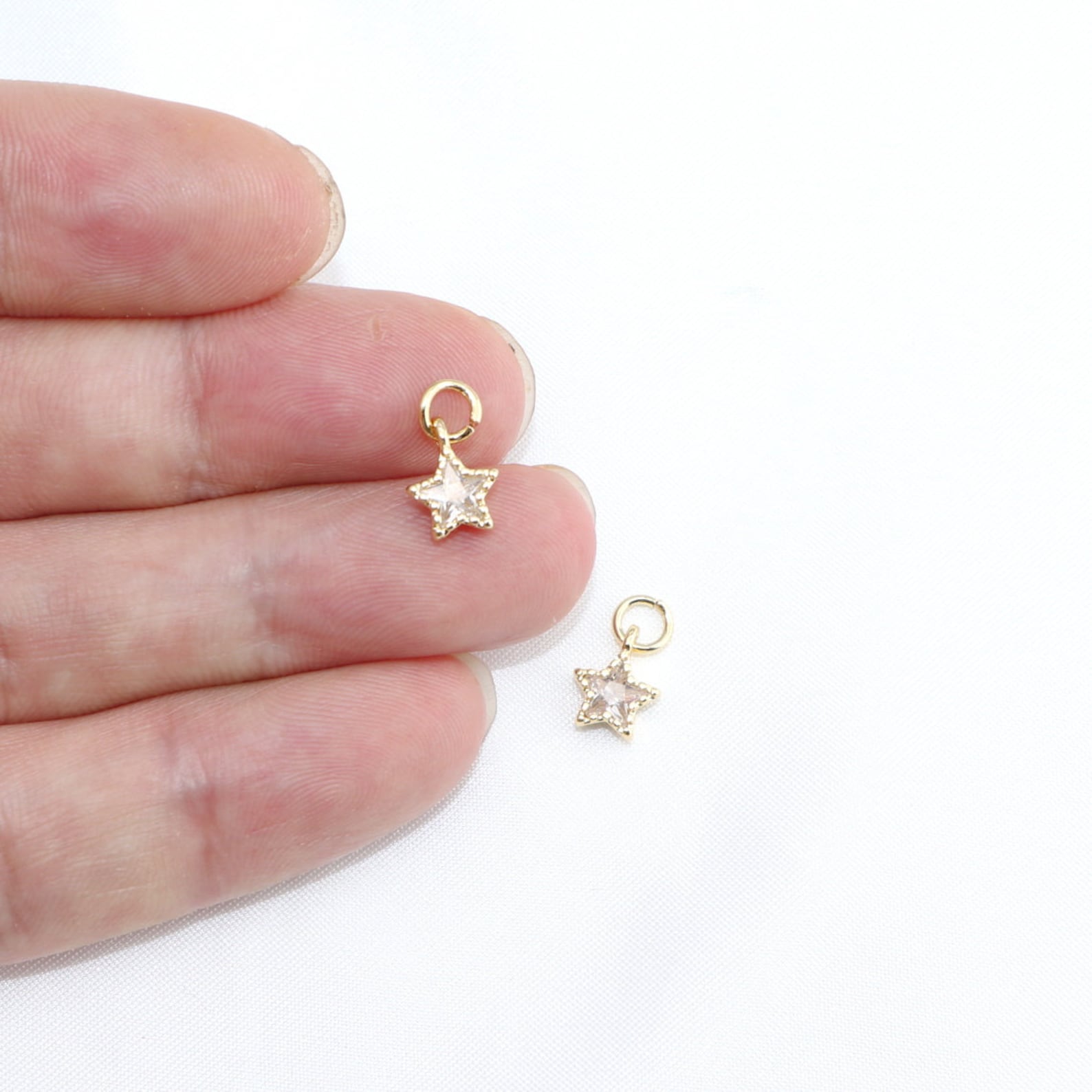 14K Gold Filled CZ Celestial Star Add-on Charm Mini Star Charm ...
