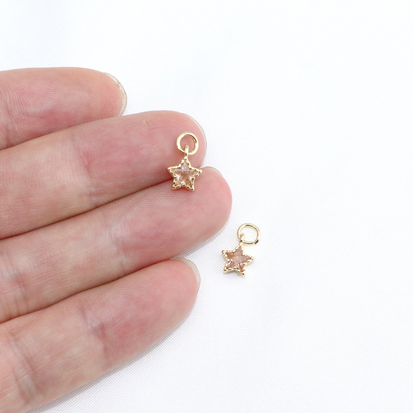 14K Gold Filled CZ Celestial Star Add-on Charm Mini Star Charm ...