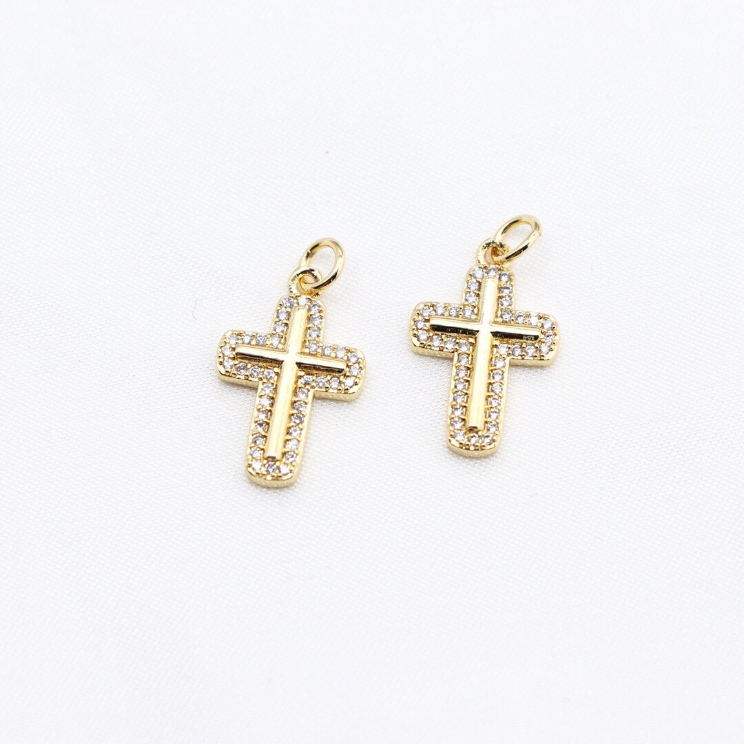 14K Gold Filled Cross Pendant , Micro Pave Cross Charms, Religious ...