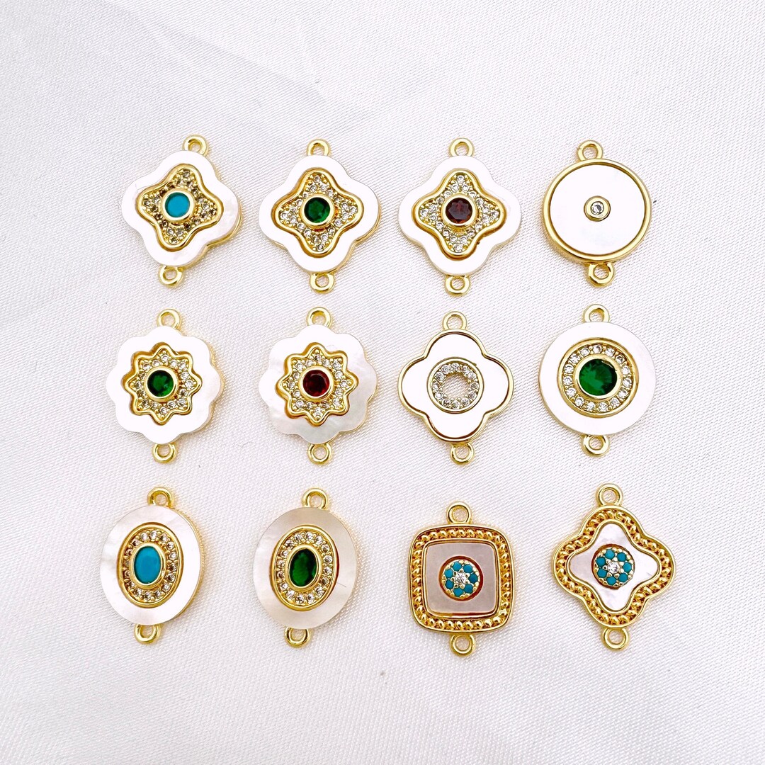 Clover Connectors Charm 16k Gold Filled Shell Pearl Clover Charms for ...