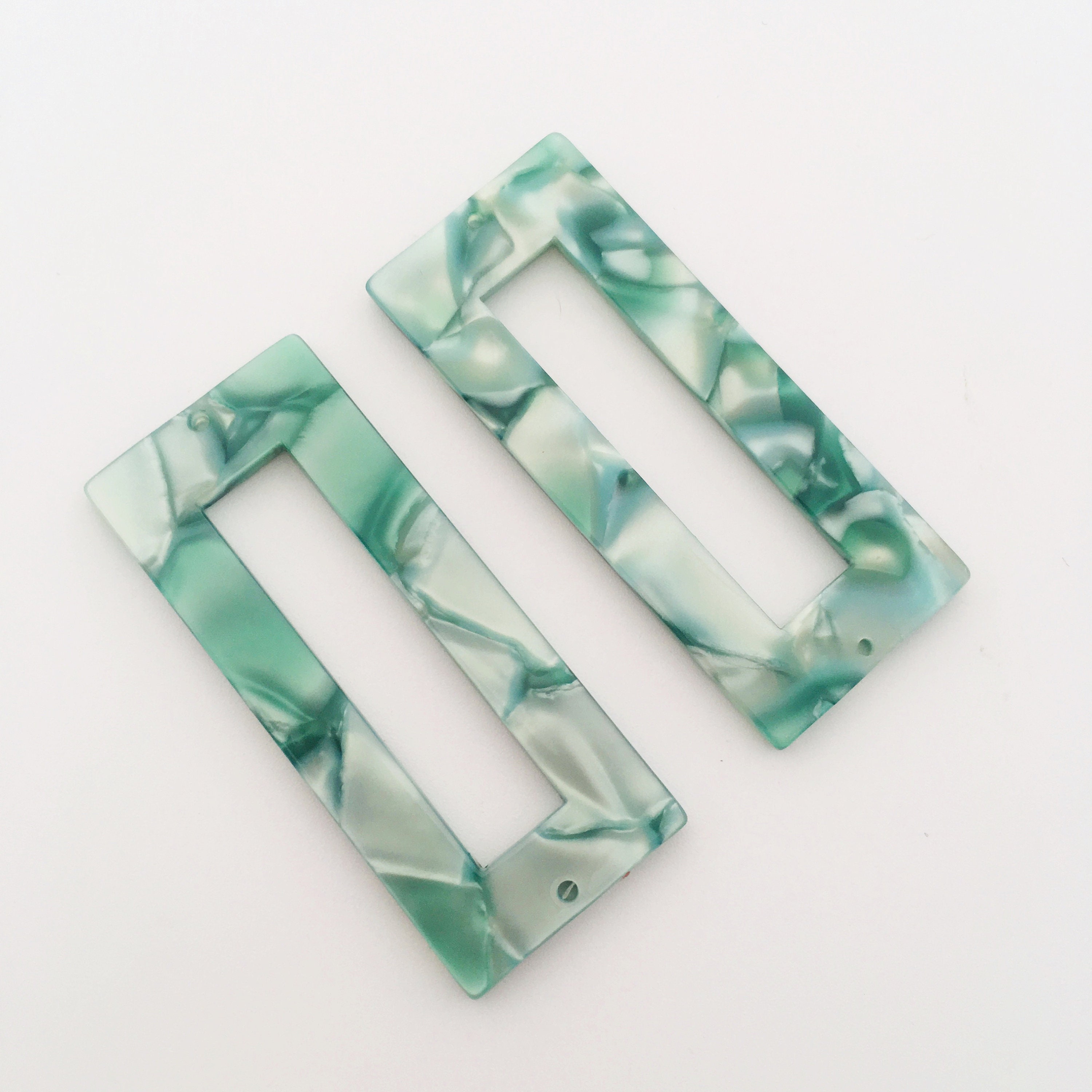 Acrylic earring finding acetate charm Flat Rectangle Rings | Etsy