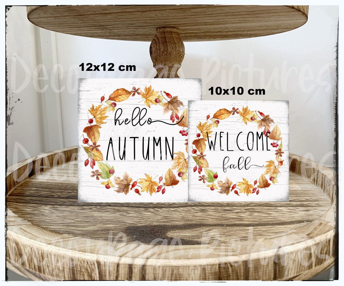 Wooden Square Plaque/sign hello Autumn/welcome - Etsy