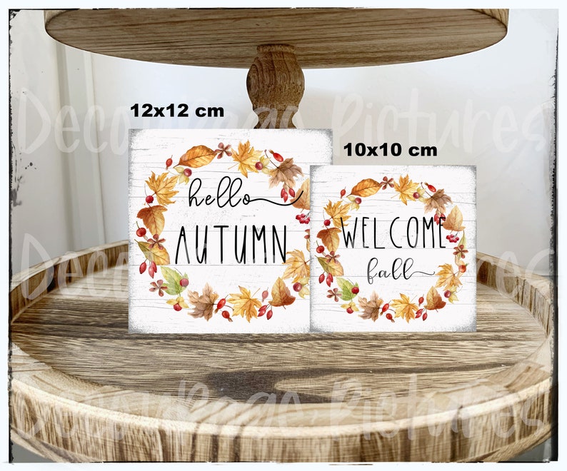 Wooden Square Plaque/sign hello Autumn/welcome - Etsy